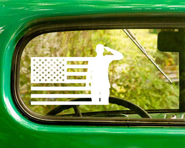 Soldier Saluting American Flag Decals Sticker Bogo – The Sticker And ...